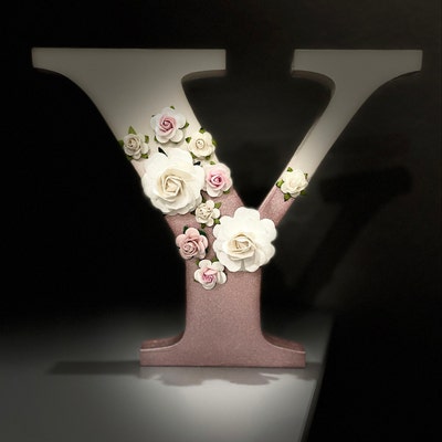 Rose Gold Decor, Rose Gold Flower Letter, Rose Gold Letter, Wooden ...