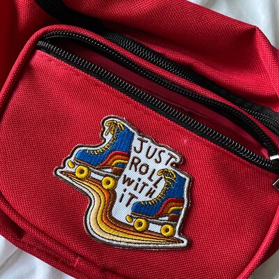 Roller Skate Patch, Skating Embroidered Patch, Just Roll With It Patch, Roller Skating - Etsy