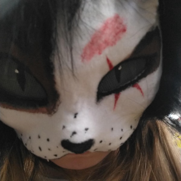 Custom White Orange Raptor Mask | Fursuit Accessories | Made of Fur ...