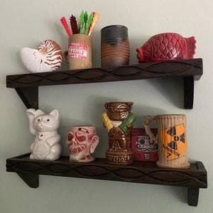 Pair of Handmade Carved Wood Mug Witco Style Tiki Shelves - Etsy