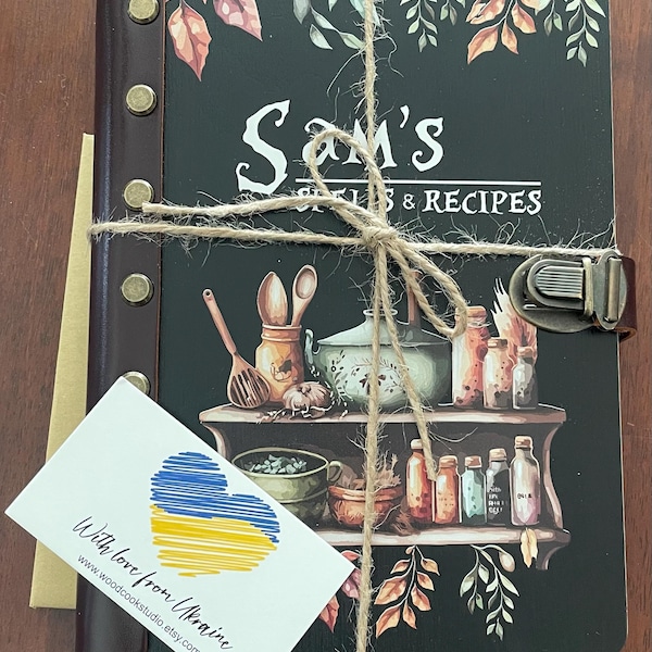 Personalized Halloween Recipe Book Wooden Recipe Binder Witch Recipe ...