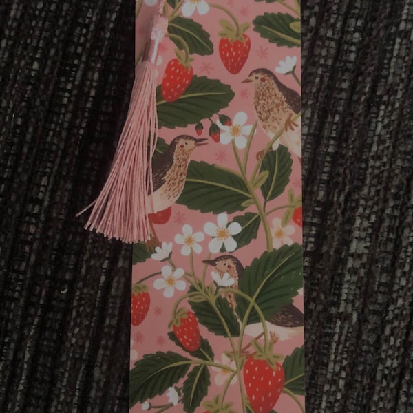 Strawberry Birds Bookmark. With or Without Tassel- Kawaii Illustrated ...