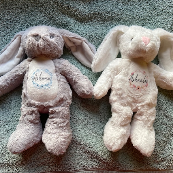 Personalised Bunny Rabbit, New Baby Gift, Customised Plush Soft Toy ...