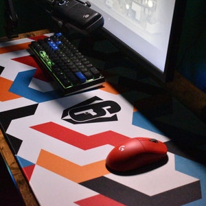 Binary Starburst Mouse Pad and Desk Mat, Desk Pad Vibrant Wave of ...