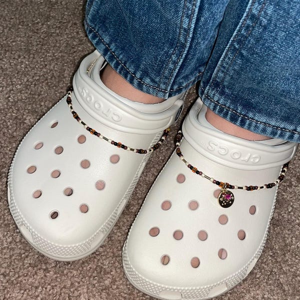 Pink Hearts & Pearls Croclette /heart Croc Chain / Personalized Jewelry ...