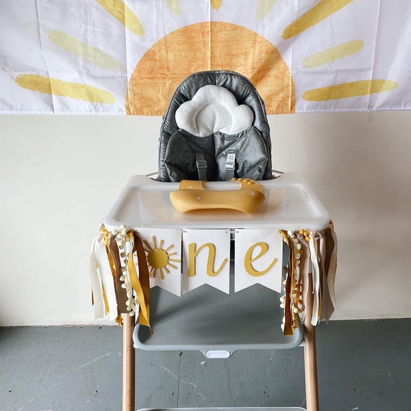 Neutral One Sun High Chair Banner, Muted Earth Tone First Birthday ...