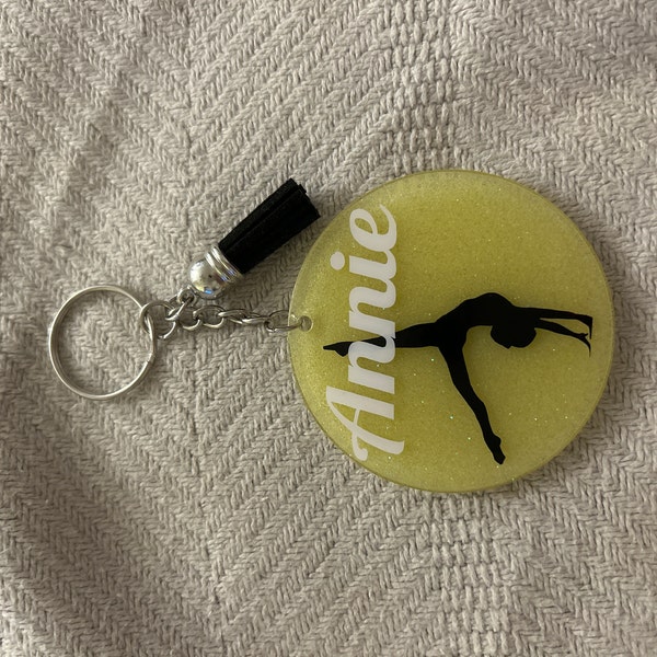 Personalized Gymnastics Keychain: Glitter Gymnast Dance Team Bag Tag ...