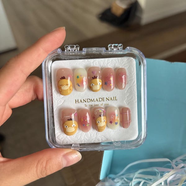 Gengar/handmade Press on Nails/kawaii Cute Nails/pure Hand-painted Nail ...