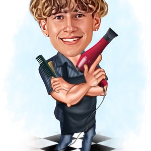 Personalized Barber Cartoon Portrait, Custom Barber Caricature Drawing ...