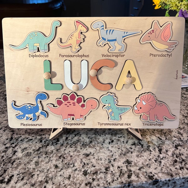 Dinosaur Name Puzzle | Dinosaur First Birthday Gift | Dinosaur Nursery ...