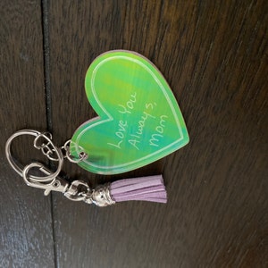 Engraved Handwritten Note Keychain, Clear Acrylic Keychain ...