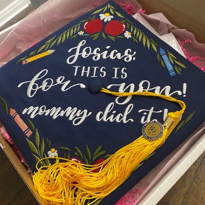 Embroidered Teachers Graduation Cap Topper Graduation Cap Decoration ...