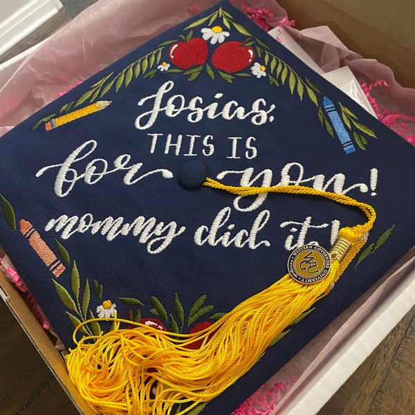 Embroidered Teachers Graduation Cap Topper | Graduation Cap Decoration ...