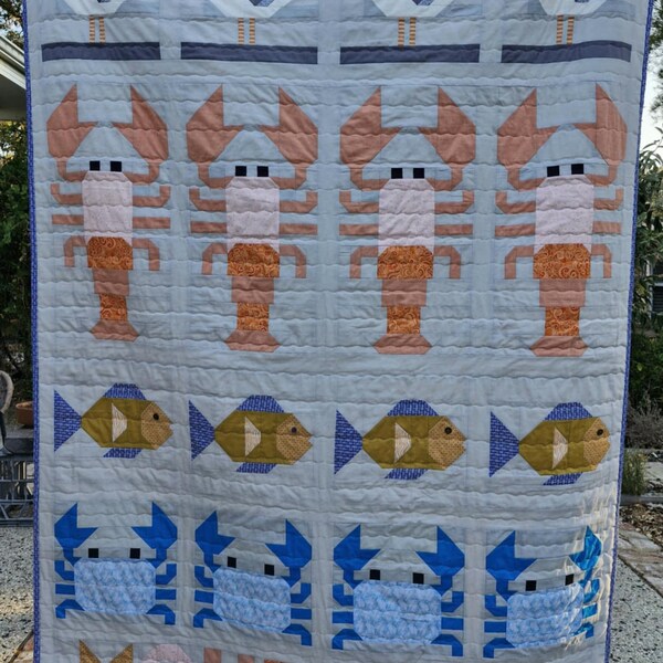 PDF Nautical Quilt Pattern - Lobster Quilt Pattern - Etsy