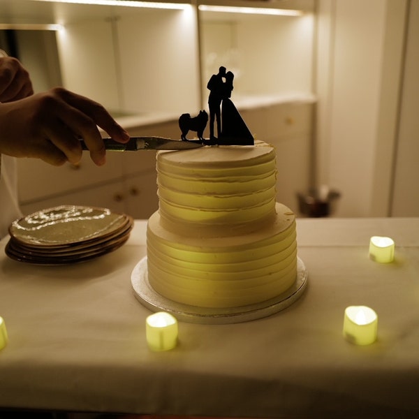 Bride Groom and Samoyed Dog Wedding Cake Topper - Etsy