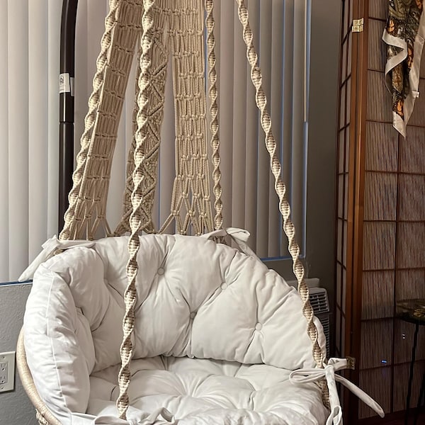 Macrame Brown Garden Swing,macrame Double Swing,hanging Swing,balcony ...