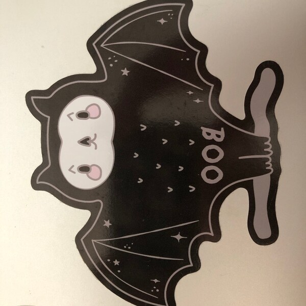 Boo! Cute Spooky Bat Sticker // Laptop Sticker // Large Vinyl Decal ...
