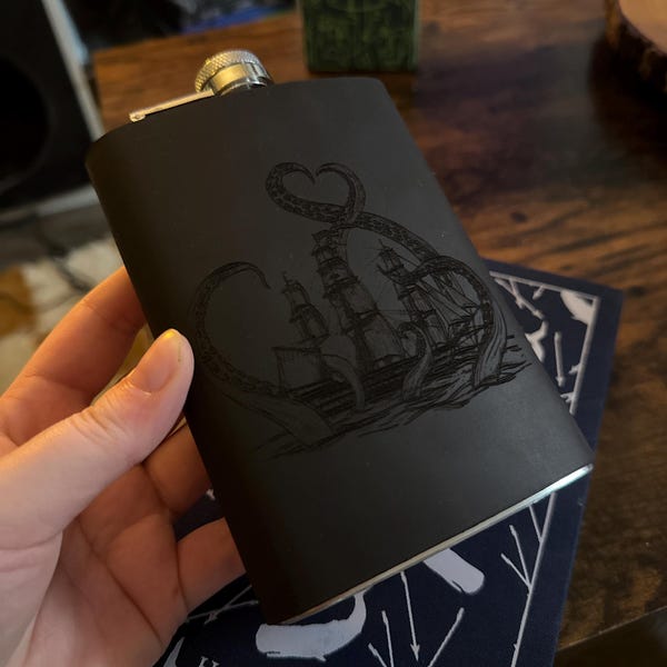 Octopus Flask, 9 Oz Leather Flask, Metal 9 Ounce Nautical Flask,wrapped ...