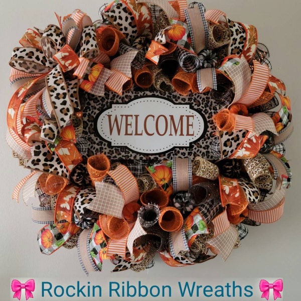 Leopard Print Welcome Wreath Sign, Welcome Wreath Sign, Aluminum Wreath ...