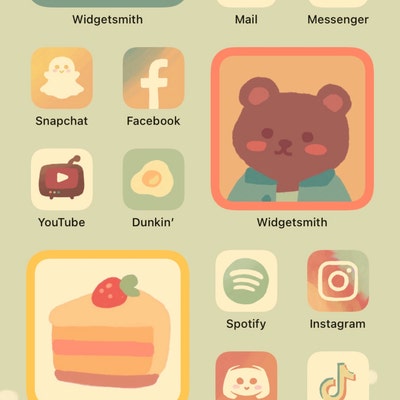 Cute Retro Hand Drawn Ios & Android App Icons Home Screen Set Widgets ...