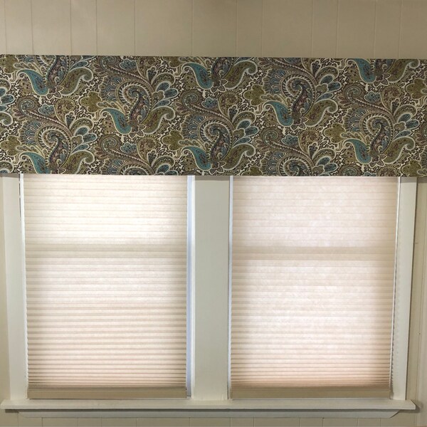 Window Valance Blue Yellow White Sunflowers Daisies / Lined / Faux ...