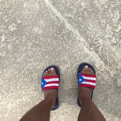 Hand-crocheted PUERTO RICO Flag Slide Sandals for Men AND - Etsy