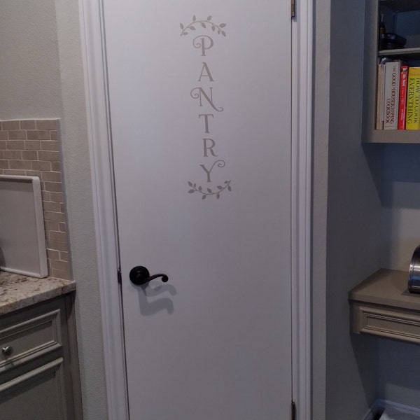 Vertical Pantry Curved Leaves Decal - Kitchen Pantry Sticker - Food ...