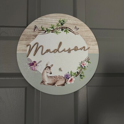 Personalised Door Signs Wooden Oak Veneer Names , Wall Initial, Door ...