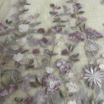 Colorful Embroidered Tulle Lace Fabric With 3d Flowers Floral Tulle ...