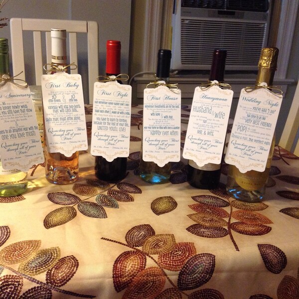 Year of Firsts Wine Tag Set for Bridal Shower Wine Basket Gift, Wine ...
