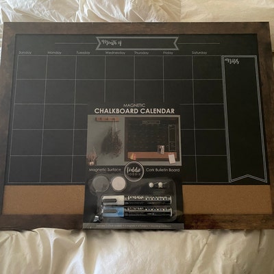 18x24 Chalkboard Calendar and Bulletin Combo Board Includes Chalk ...