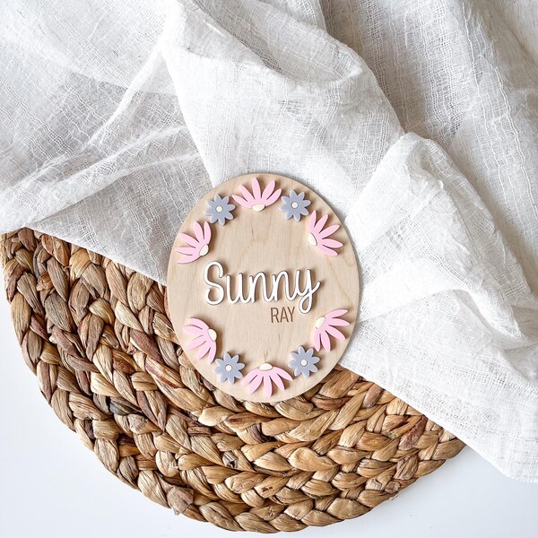SVG Floral Baby Name Sign | Acrylic Cut File for Laser Cutting | Daisy ...