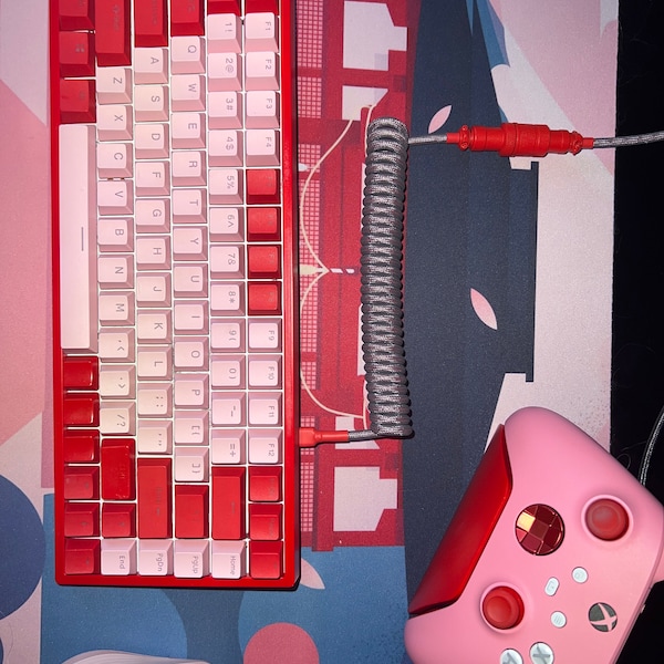 Pink Custom Coiled Keyboard USB Cable Pink Coiled Cable Mechanical ...