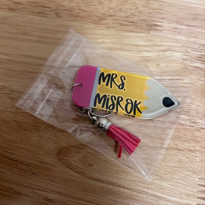 Custom Teacher Pencil Keychain - Etsy