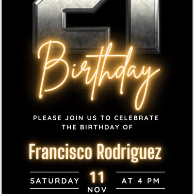 Digital 21st Birthday Invitation for Men, 21 Digital Invite Ecard ...