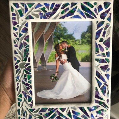 Chuppah Glass Shards Mosaic Picture Frame Jewish Wedding Glass Picture ...