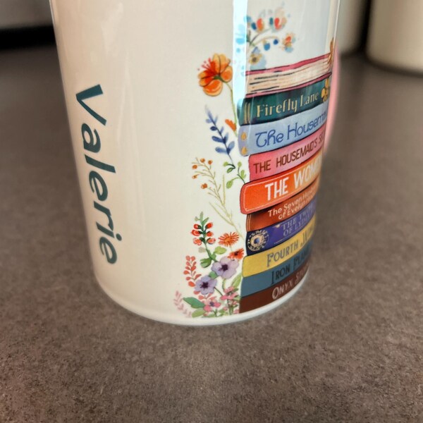 Custom Bookshelf Floral Mug: Personalized Book Lover Gift - Etsy