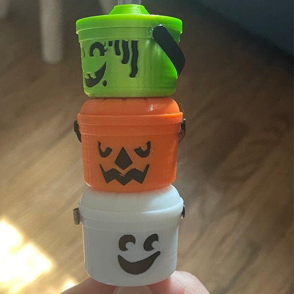 Straw Toppers Halloween Buckets With New Purple Vampire, Mummy ...