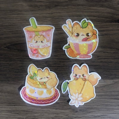 Citrus Fox Sticker, Lemon Sticker, Fox Sticker, Orange Sticker, Dessert ...