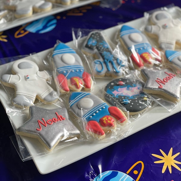 Outer Space Birthday Sugar Cookies, Rocket Cookies, Astronaut Cookies ...