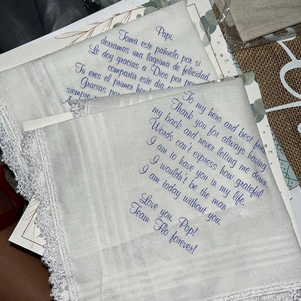 Elegant Lace Wedding Handkerchief, Embroidered Wedding Napkins, Father ...