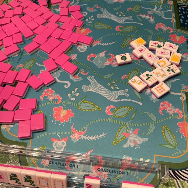 Pastel Chinoiserie Mahjong Mat, Garden Party Neoprene Mahjongg Mat ...