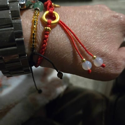 Red String Bracelet Anklet, Red Thread Bracelet W. Jade Peace Buckle ...