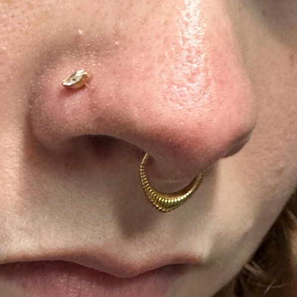 Tiny 1mm 1.5mm 2mm Nose Studs Diamond Nose Rings 14K Gold Plated Nose Bone Thin 22 Gauge Nose ...