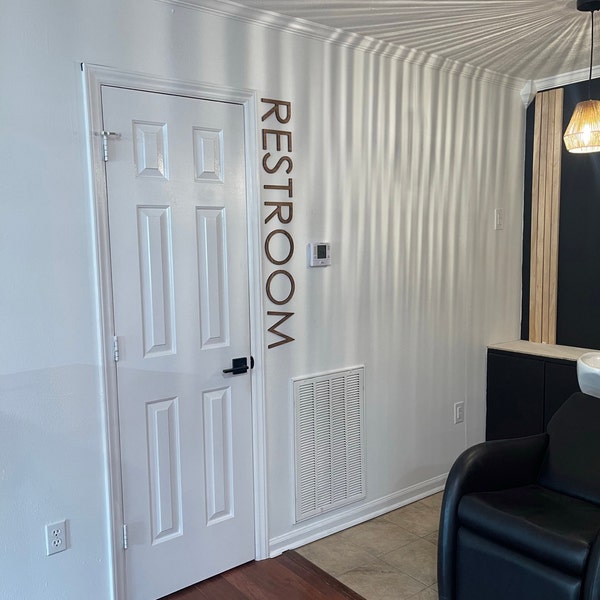 3D Restroom Sign Typography Letters - 6" X 48" - Modern Office Home ...