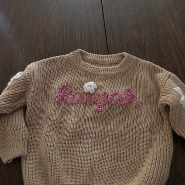 Custom Hand Embroidered Name Sweater With Airplane Icon - Etsy