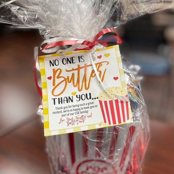 Printable/editable No One is Butter Than You Popcorn Gift Tag for Staff ...