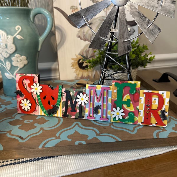 DIY Kit or Finished Summer Word Sign, Summer Decor, Wood Summer Sign ...