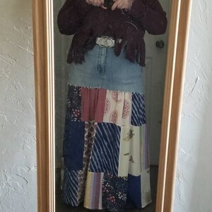 Denim Boho Duster, Embroidered Jean Vest, Ladies Black and White Long ...