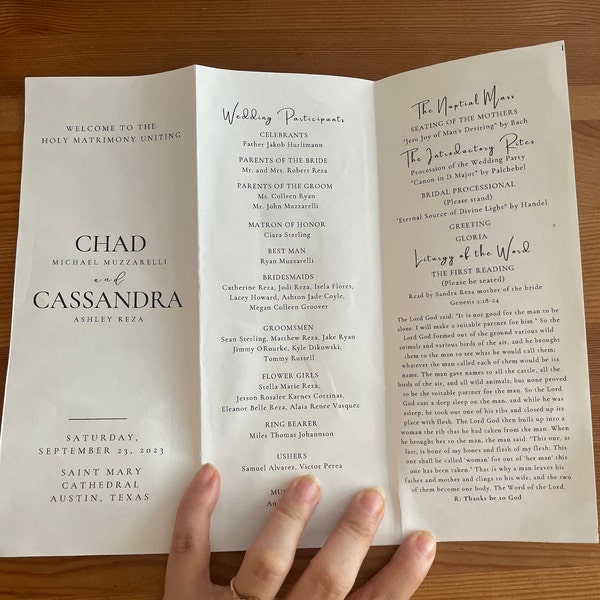 Catholic Wedding Mass Program Booklet (full Mass), Trifold Catholic ...